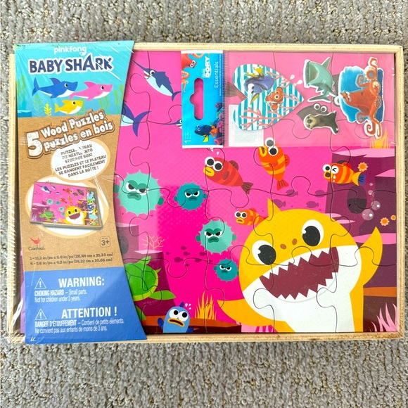 Nickelodeon | Toys | Baby Shark 5 Wood Puzzles Storage Box Tray ...